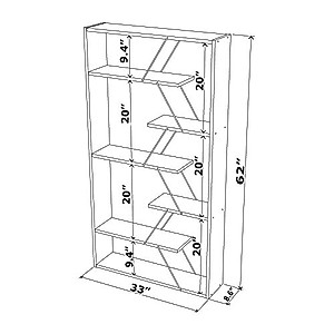 DSHADE Modern 6 Tier Book Shelf Solid Wood Tall Bookshelf Organizers Open Display Shelf Book Home Office Furniture Bookcase Open Display Shelf for Living Room Home Office (Walnut/Chrome)