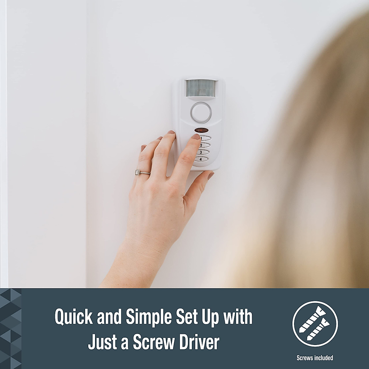 SABRE Wireless Motion Sensor Home Security Burglar Alarm with LOUD 120 dB Siren and 120 Degree Wide Angle Detection, DIY EASY Installation