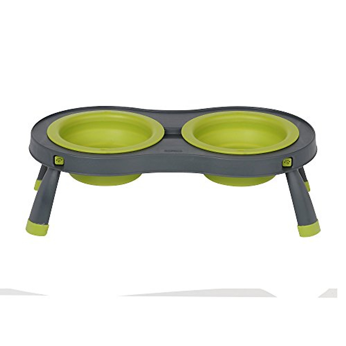 Dexas Popware for Pets Double Elevated Pet Feeder, Large, Gray/Green