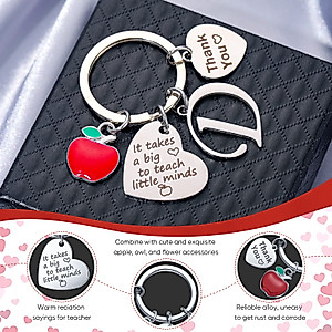 Capoda 2 Pcs Teacher Appreciation Gift for Women Graduation Teachers' Day Gift from Students with Thank You Keychain 12 oz Stainless Steel Wine Tumbler Coffee Mug Cup Lid Straw Brush(Letter D Style)