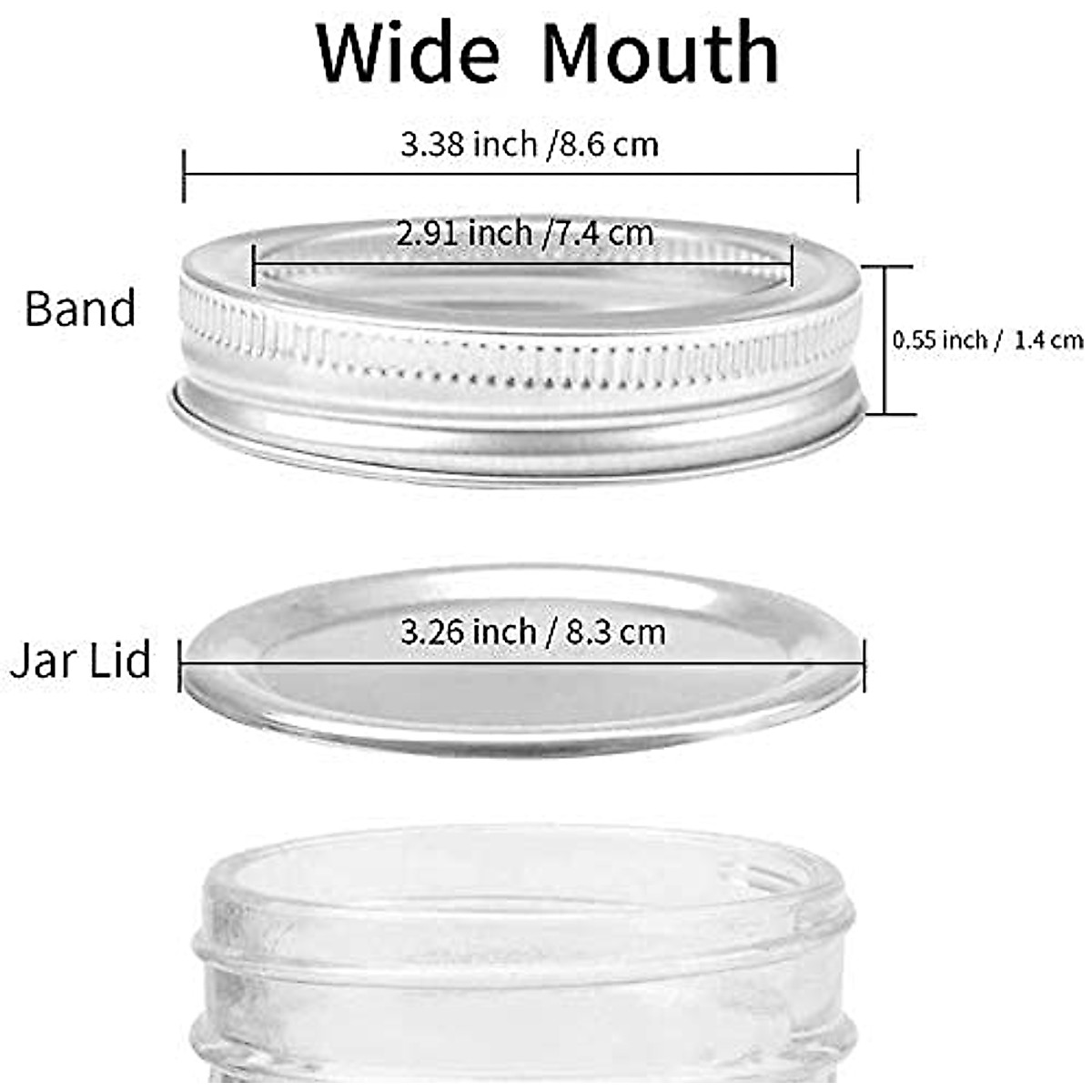 60Pcs Wide Mouth Mason Jar Canning Rings, Replacement Rings or Tops Durable & Rustproof Tinplate Metal Bands/Rings for Mason Jar (Silver/87 MM)