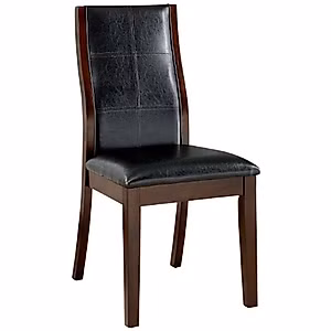 Furniture of America Cypress Leatherette Parson Dining Chair, Black, Set of 2