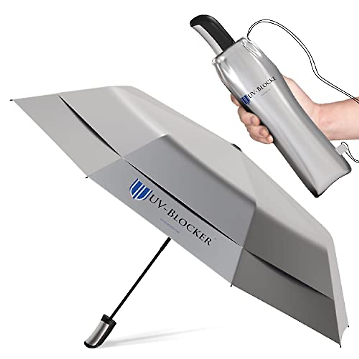 UV-Blocker Travel Sun Protection UV Umbrella Auto Open Double Vented Canopy Windproof Sun Umbrella UV Protection 55+ UPF