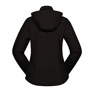 Little Donkey Andy Women’s Softshell Jacket, Ski Snowboarding Jacket with Removable Hood, Fleece Lined and Water Repellent Black M