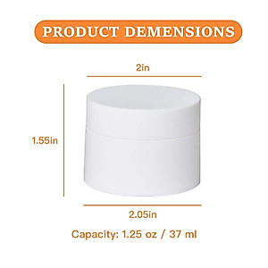 Plastic Containers Akamino White Plastic Lotion Jar with Inner Liners and Dome Lids for Make-up Cosmetic, Creams, Lotions, Refillable Travel Airtight Container Storage (1.25 Oz, 37 ML, 12 PCS)