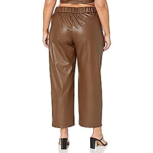 The Drop Women's Theor Vegan Leather Trouser, Coffee Bean, M