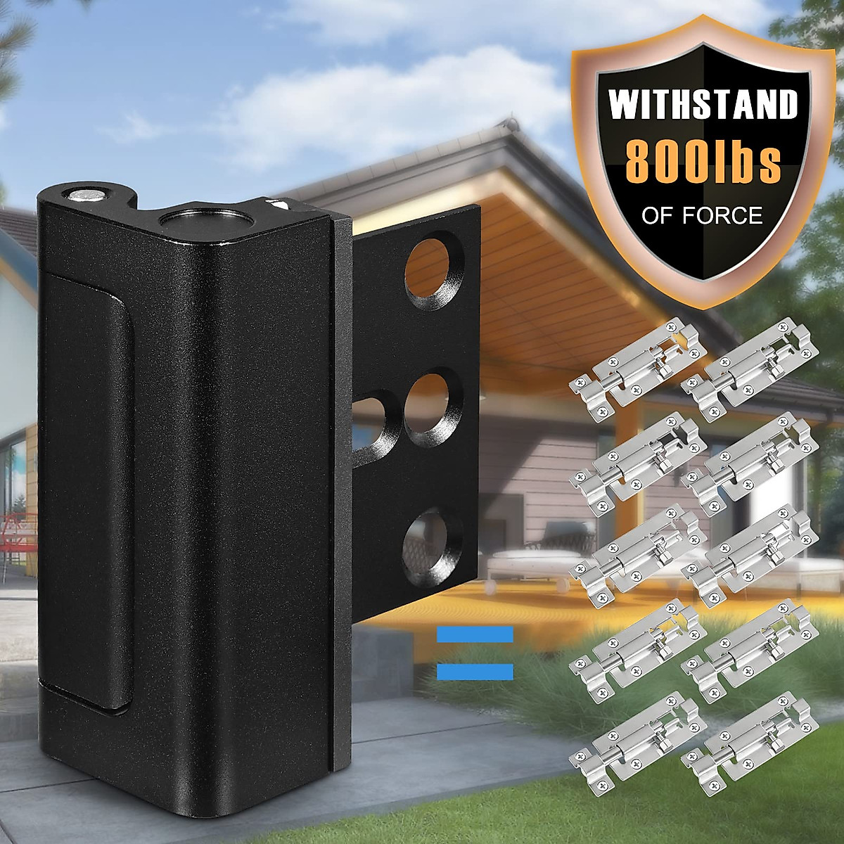 Steinwhale 3Pack Home Security Door Reinforcement Lock, Childproof Safety Door Lock Latch Inside Stopper, Add High Security to Prevent Home Unauthorized Entry, Aluminum Construction Finish Black