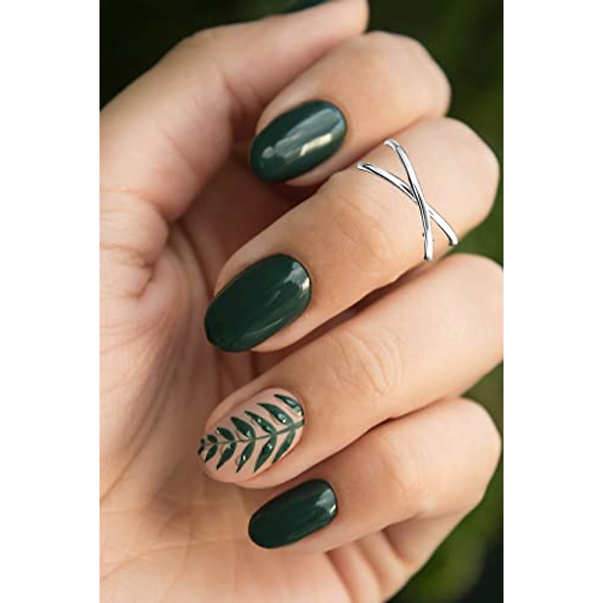 KIWI DAISY Hypoallergenic Sterling Silver Midi Ring (Adjustable) (Crossed Line)