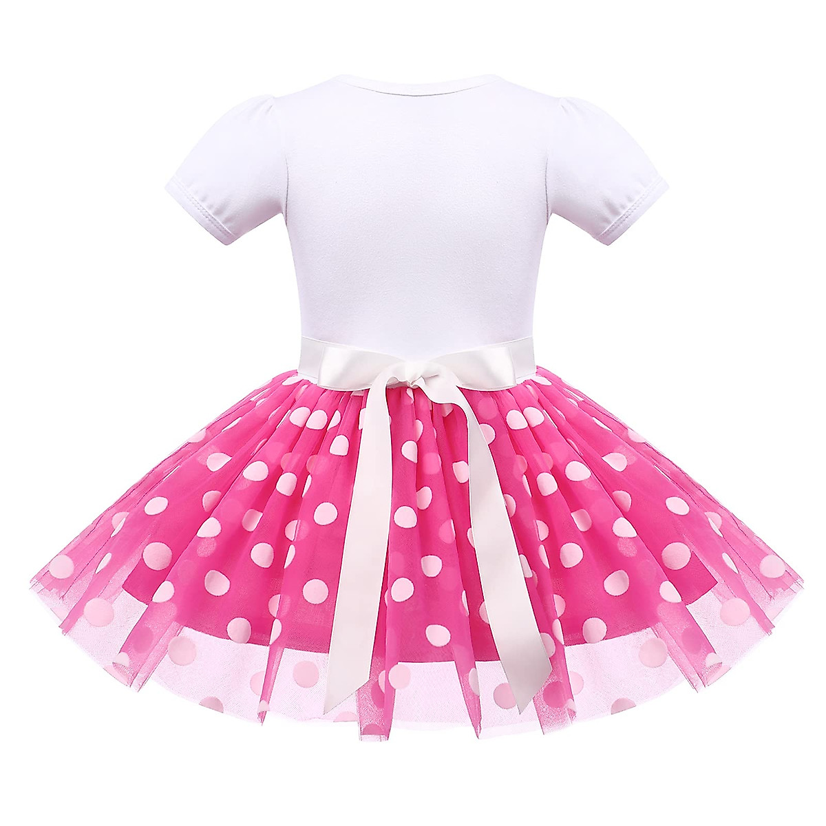 Mini Dress Baby Girls Polka Dots Tutu+Headband Outfit Princess Dress Up Costume Kids Toddler Christmas Halloween Carnival Birthday Party Clothes Photo Shoot White+Hot Pink-birthday 5 Years