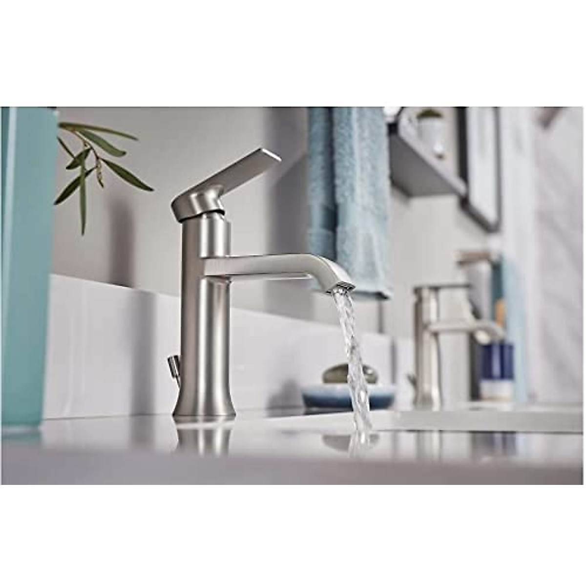 MOEN Genta Single Hole Single-Handle Bathroom Faucet in Spot Resist Brushed Nickel