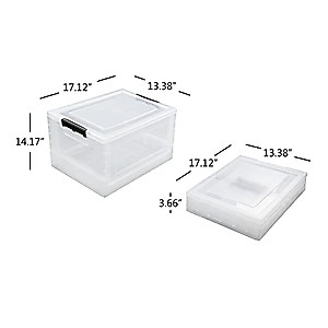 Idomy 30 L Plastic Collapsible Storage Box, Folding Storage Box, Clear, 2-Pack