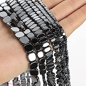 NHBT YU Oblate Square Natural Stone Beads Cube Black Hematite Beads Cube Loose Beads for Jewelry Making DIY Bracelet Accessories T87 (Color : H8481, Item Diameter : 6x6x2mm About 66 pcs)