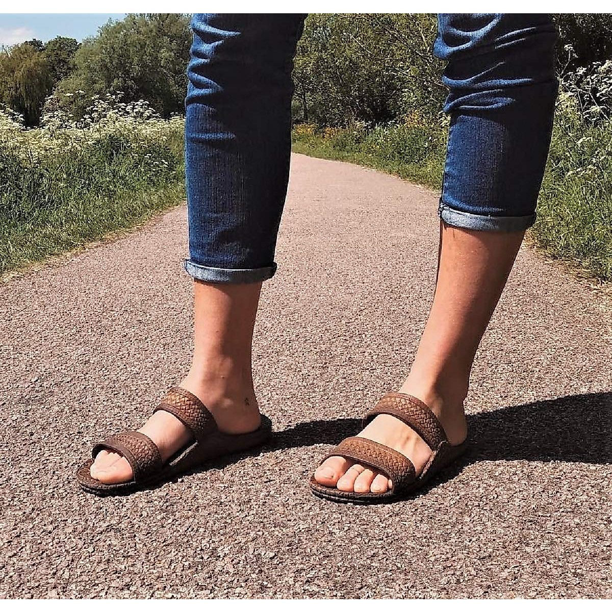 J-Slips Sandals for Women and Men - Comfortable Jesus Jandals for Beach, Summer, and Shower - Waterproof Hawaiian Slides in 12 Colors, Sandalias (Coconut, M12)