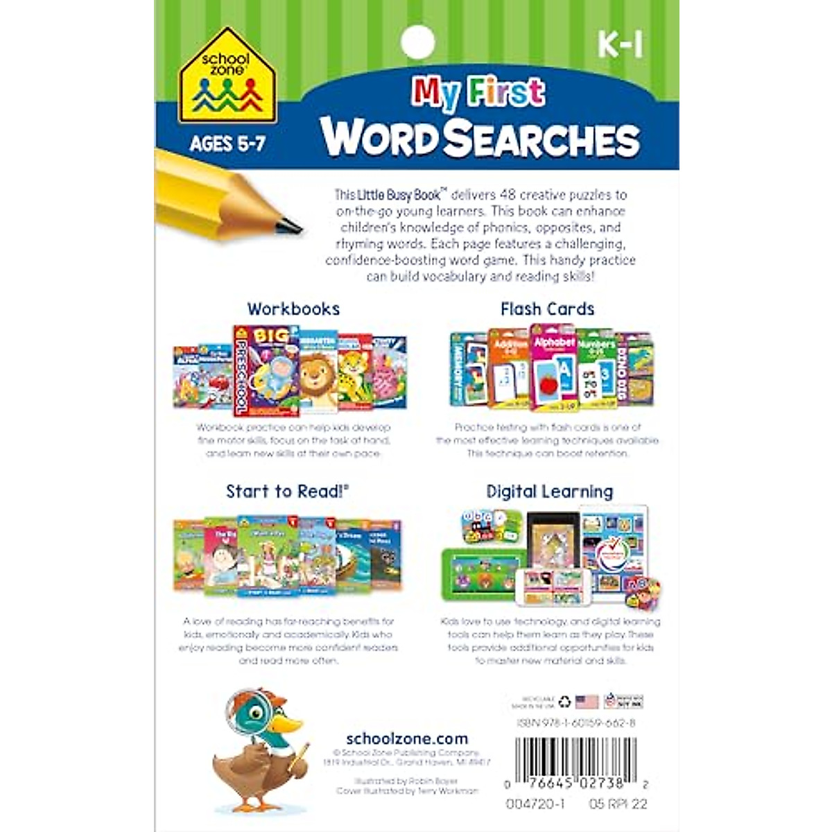 School Zone - My First Word Searches Workbook - Ages 5 to 7, Kindergarten to 1st Grade, Activity Pad, Search & Find, Word Puzzles, and More (School Zone Little Busy Book™ Series)