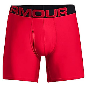 Under Armour mens Tech 6-inch Boxerjock 2-Pack , Red (600)/Black , Large