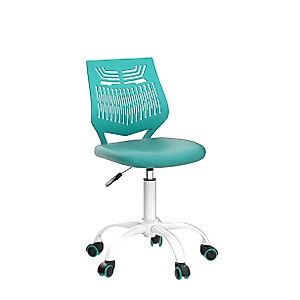HOTATA Kids Desk Chair, Children Study Swivel Chair with Adjustable Height, Lumbar Support, Rolling Castor, Mesh Seat, Ergonomic Boys and Girls Task Student Chair for 5-12 Years Old Kids, Aqua