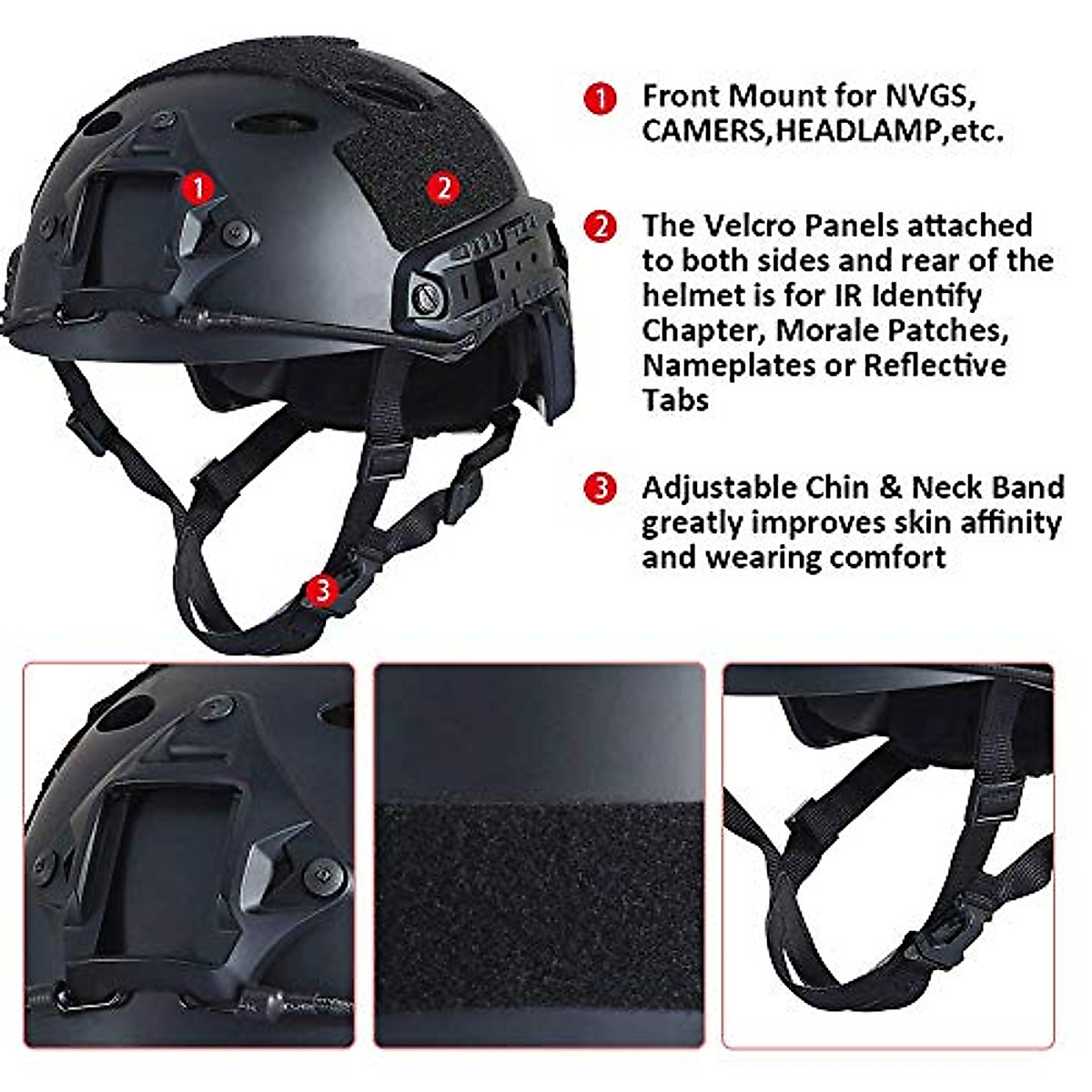 HYOUT Fast Base Jump Helmet PJ Style Airsoft Tactical Adjustable Helmets U.S Tactical Helmet for Paintball Outdoor Sports Hunting Shooting