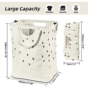 JOMOLA Collapsible Laundry Basket, 78L Large Foldable Laundry Hamper, Canvas Fabric Dirty Clothes Hamper for Laundry with Handles, Waterproof Laundry Baskets for Laundry, Dorm, Family (Beige)