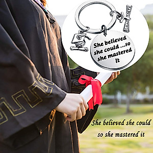 HOLLP She Believed She Could So She Mastered It Keyring Graduation Jewelry Inspirational Gift for Women Girl Sister Mother Friend (Keyring)