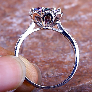 Psiroy Women's 925 Sterling Silver Created Rainbow Topaz Filled Soliatre Engagement Ring Size 7