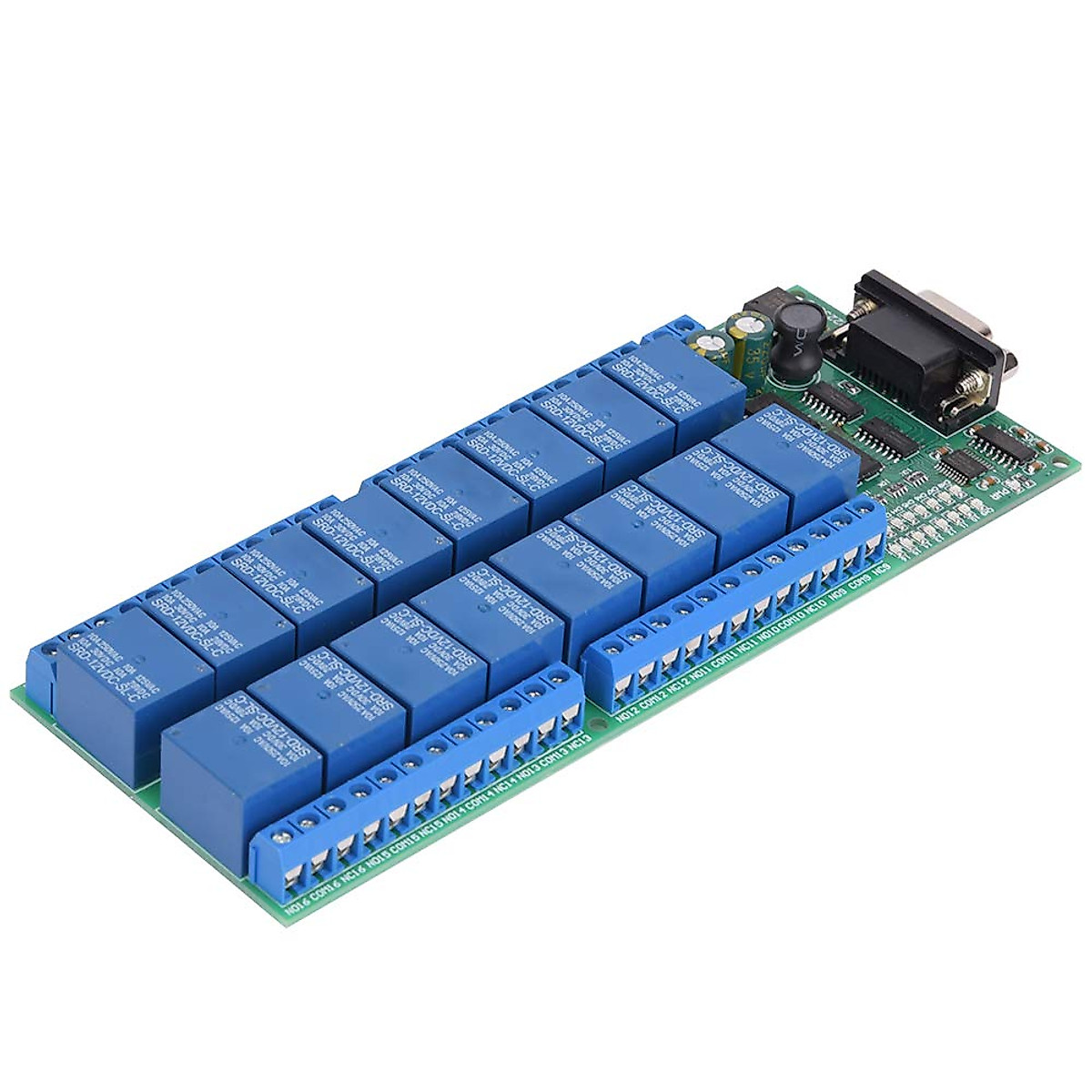 Jeanoko RS232 DB9 Female Interface 16-Channel Relay Board Serial Port Smart Module 8 Working Modes Relay Module for Automation Control