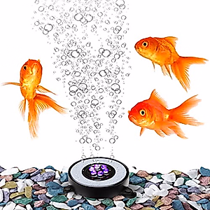 SunGrow Aquarium Multi-Colored Light Changing Air Stone Bubbler, 63” Long Power Cord, 2” Equipment, 6 Colors Create 6 Different Effects