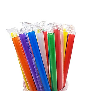 KoberrLi Straws Disposable Boba Jumbo Smoothie Milkshake 100Pcs Wide Straws for Boba Tea Shake Drinking(9.45" Tall, 0.43" Diameter)