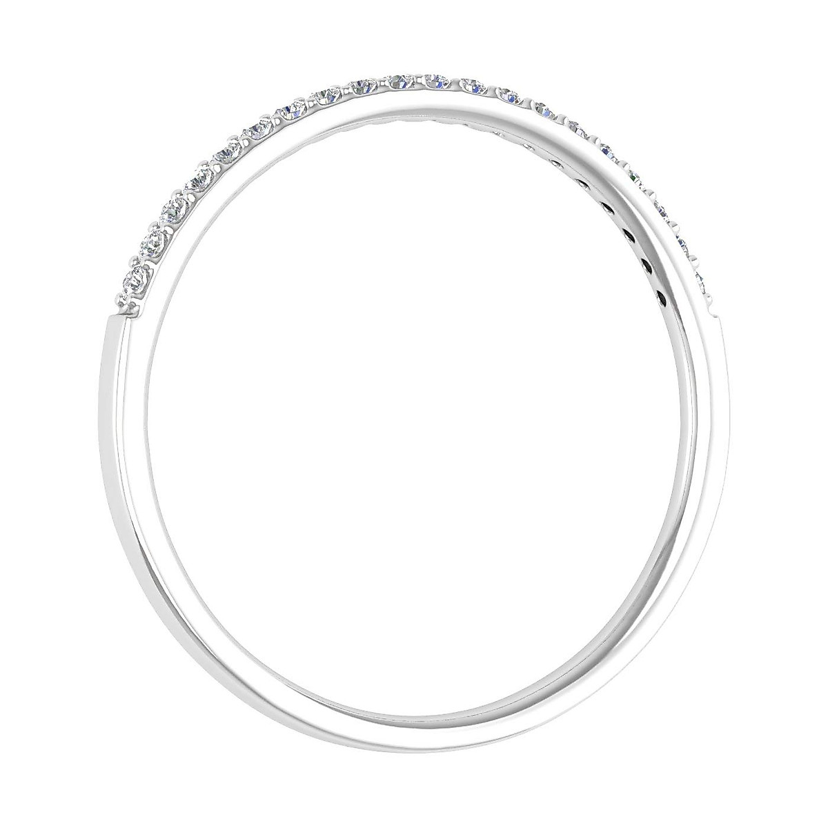 FINEROCK 1/10 Carat (ctw) 10K White Gold Diamond Ladies Wedding Anniversary Stackable Ring - (Ring Size 7.75)