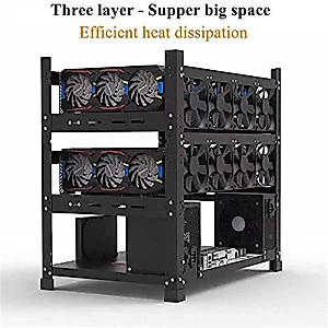 12GPU Stackable Mining Rig Frame, Steel Open Air Mining Rig Case, Solid Miner Frame for Crypto Ethereum ETH RVN Ergo Miner Mining Case Rack Fits Dual Power ATX Motherboard