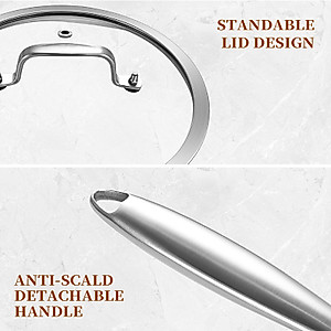 LOLYKITCH 8.5-10 Inch Tri-ply Stainless Steel Frying Pan Set with Lid,Skillets,Induction Chef's Cooking Pan,Pots and Pans Set,Dishwasher and Oven Safe,10 Inch Pan with Lid.