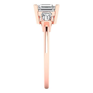 1.62 ct Sq Emerald cut 3 stone Solitaire Genuine Moissanite Engagement Promise Anniversary Bridal Ring 18K Rose Gold 5.5