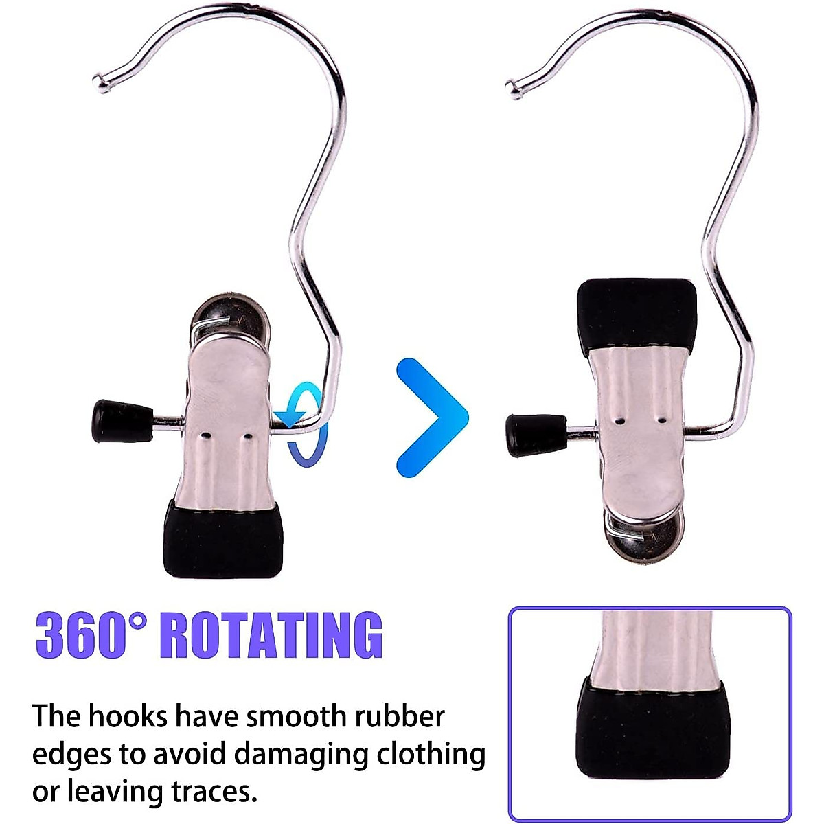 (12PCS) Laundry Hanging Hooks with Clips Boot Hanger Heavy Duty Clothes Pins, Portable Metal Drying Clip for Bras, Socks, Towels, Underwear