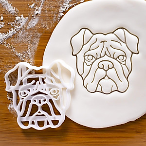 Set of 2 English Bulldog cookie cutters (Designs: English Bulldog Silhouette and English Bulldog Face), 2 pieces - Bakerlogy