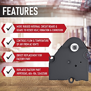 HVAC Blend Door Actuator - Compatible with Chevrolet & GMC 1994-2012 - Silverado, Tahoe & Sierra - Driver & Passenger Side Temperature Control Air Actuator - Replaces 89018365, 604-106, 52402588