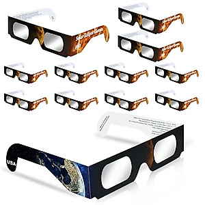 Oilkas Eclipse Glasses Approved - Solar Eclipse Glasses CE and ISO Certified Safe Shades,Direct Sun Viewing for Solar Eclipse(12 Pack)