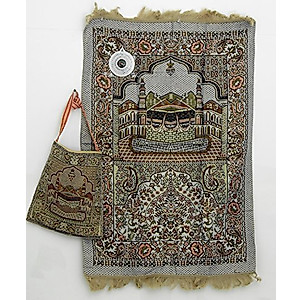 Islamic Muslim Prayer Rug with Compass in a Bag, Gift, Favor.