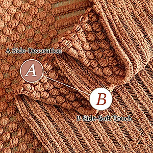 Blagic Knitted Throw Blanket for Couch Soft Farmhouse Boho Fall Throw Blanket with Tassels Home Decorative Lightweight Throw Blankets,Rust Throws for Bed/Chair/Sofa, Pineapple Textured, 50" W x 60" L