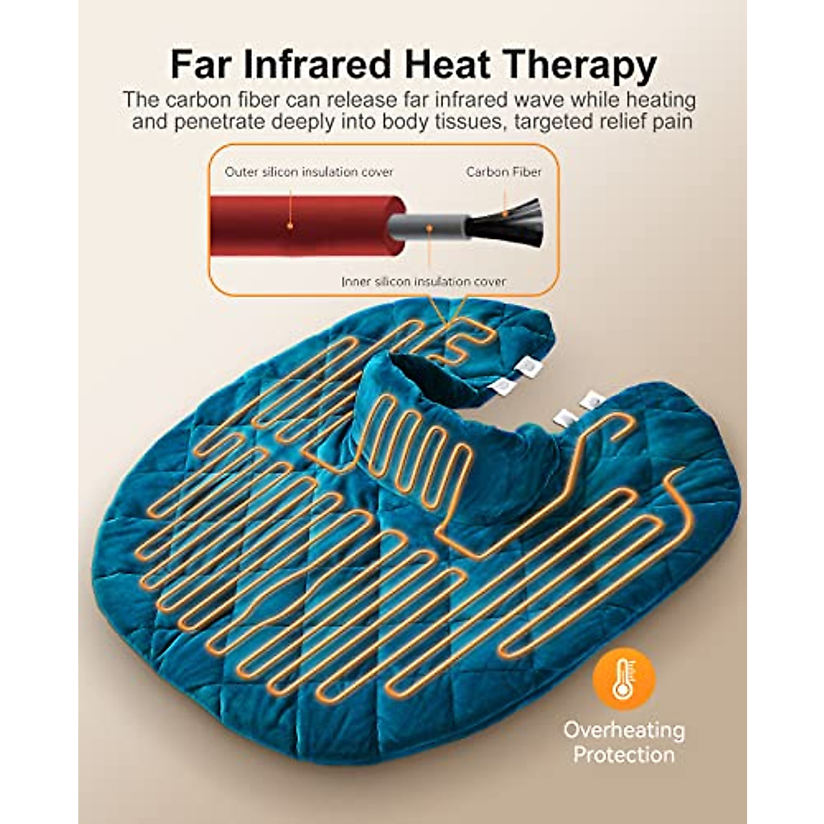 Weighted Heating Pad for Neck and Shoulders Pain Relief, Haimmy 3lb Electric Heated Neck Wrap, Fast-Heating with 6 Heat Settings, 11 Auto-Off Timers with Countdown Display, Removable Cover - 16"x20"