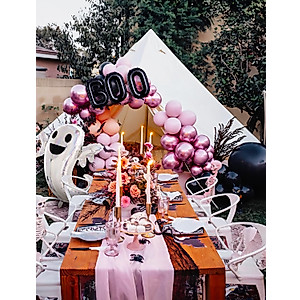 Pink Halloween Balloon Garland Arch Kit,122Pcs Halloween Black pink White Balloons Large Boo Ghost Foil Balloons Spider Balloons for Girl Birthday Baby Shower Party Decorations