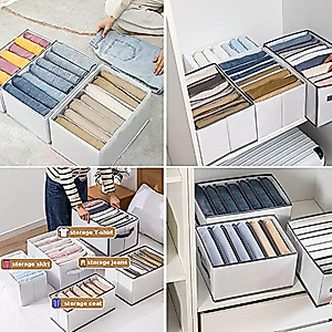 Ujk-TyLun 3Pcs Upgraded Wardrobe Clothes Organizer, PP Board Large Jeans Organizer Box, Washable Foldable Thickened Drawer Organizer Compartment Storage for Tshirt, Pants (White)