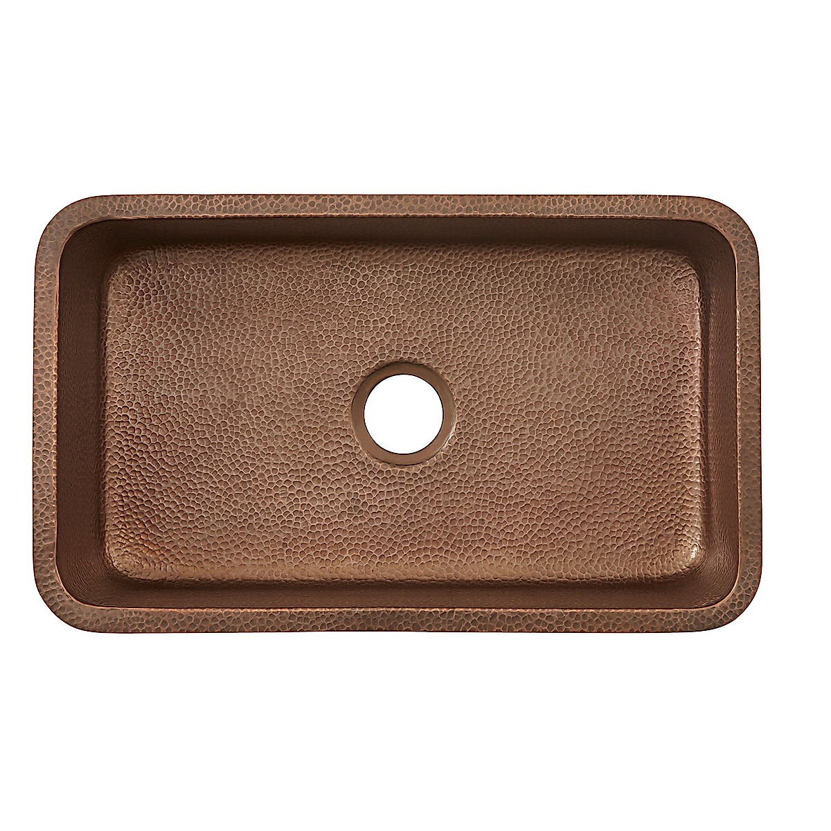 Sinkology SK202-30AC Transitional Orwell Undermount Handmade Solid Copper 30 In. Single Bowl Kitchen Sink In Antique Copper, 30-Inch, Hammered Antique Copper