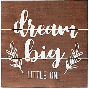 Farmlyn Creek Wooden Nursery Wall Decor Sign, Dream Big Little One (12 x 12 in)