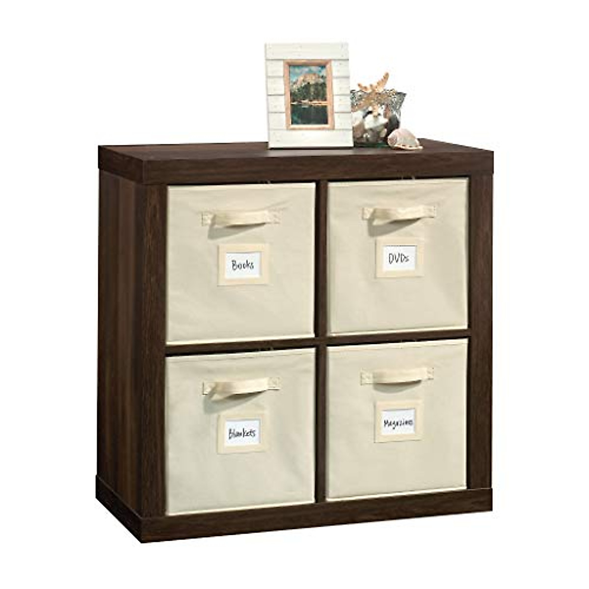 Sauder Stow-Away 4-Cube Organizer, Smoked Oak Finish