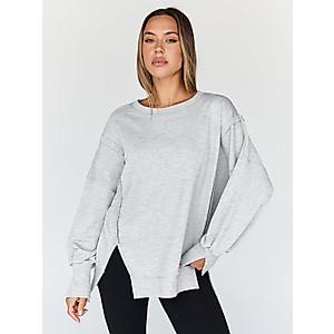 Trendy Queen Womens Oversized Sweatshirts Hoodies Crewneck Shirts Fall Outfits Teen Girls Y2k Winter Clothes Grey L