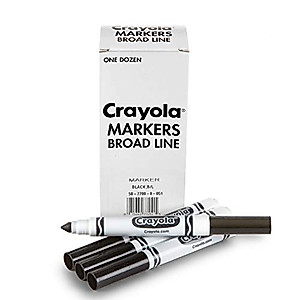 Crayola Broad Line Markers - Black (12ct), Markers for Kids, Bulk School Supplies for Teachers, Nontoxic, Marker Refill with Reusable Box