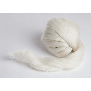 100% Natural White Wool Roving Top, 8 OZ Corriedale, Made in South America, Best Core Wool for Needle Felting, Wet Felting, Spinning, Dryer Balls, Stuffing, Big Yarn Roving, 29.5 Micron, Un-Dyed