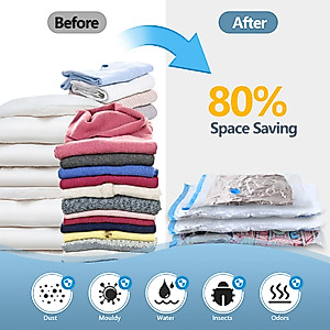 HOTBAG Large Vacuum Storage Bags with Electric Pump 10 Pack (5 Jumbo/5 Large) Vacuum Seal Bags for Clothing Compression Space Saver for Comforters,Blankets - Travel Essentials