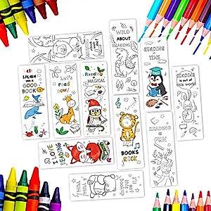Anseal 120 PCS Color Your Own Bookmarks Bulk, DIY Bookmarks for Kids/Teens, Cute Animal Bookmarks for Reading Lover, 12 Styles Fun & Personalized Bookmark for Students, Classroom Rewards Supplies