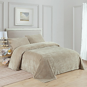 Cozy Fleece Flannel Plush Sheets Queen Size 4 Piece Bedding Set, Warm Fleece Sheets With Deep Pockets 17 inches- Ultra Soft and Cozy, Taupe