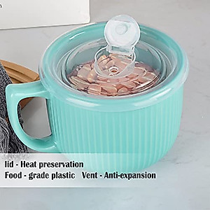 ZEBERBO Soup Bowls, 32 Ounce Soup Bowl with Handles, 2packs 5 inch Jumbo Soup Mug with Handle/Lid, Cereal Bowl for Oatmeal, Gumbo, Salad, Ceramic Soup Cup, Microwave & Oven Safe